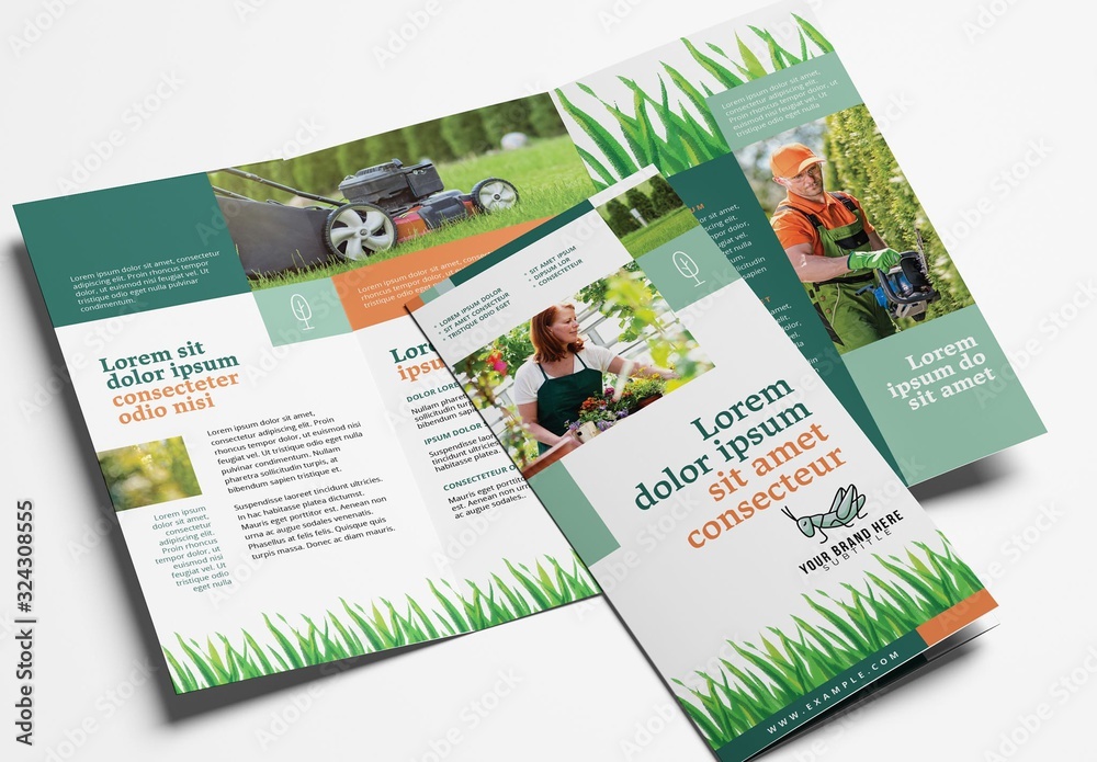 Gardening Service Trifold Brochure Layout Stock Template | Adobe Stock