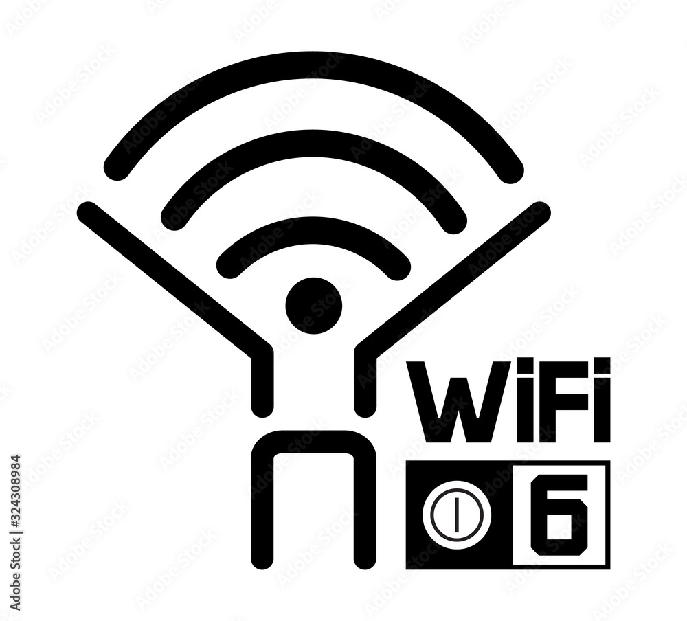 Wi-Fi 6 icon vector. New wireless generation logo. High network ...