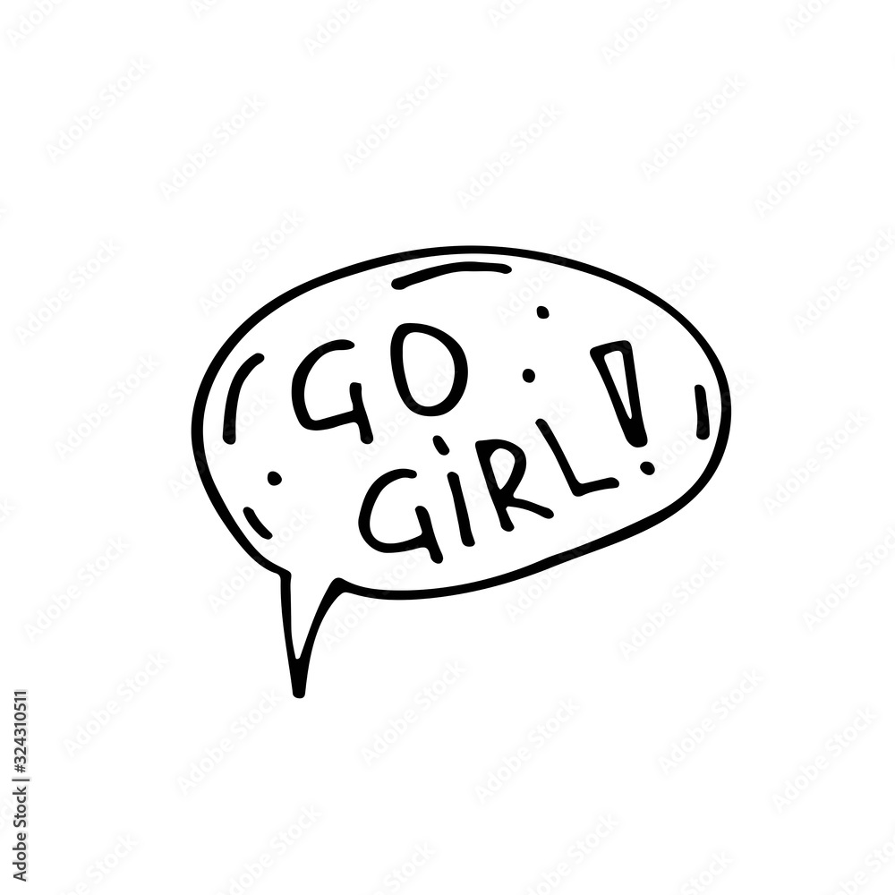 Speech bubble, motto, slogan doodle hand drawn vector illustration ...