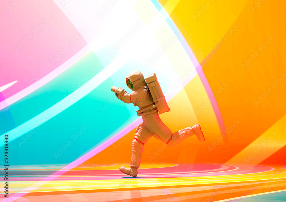 astronaut pin up running Stock Illustration | Adobe Stock