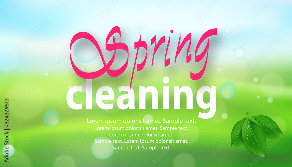 Spring cleaning background nature. Services cleaning. Poster or banner ...
