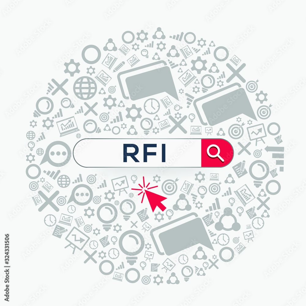Vetor de RFI mean (request for information) Word written in search bar ...