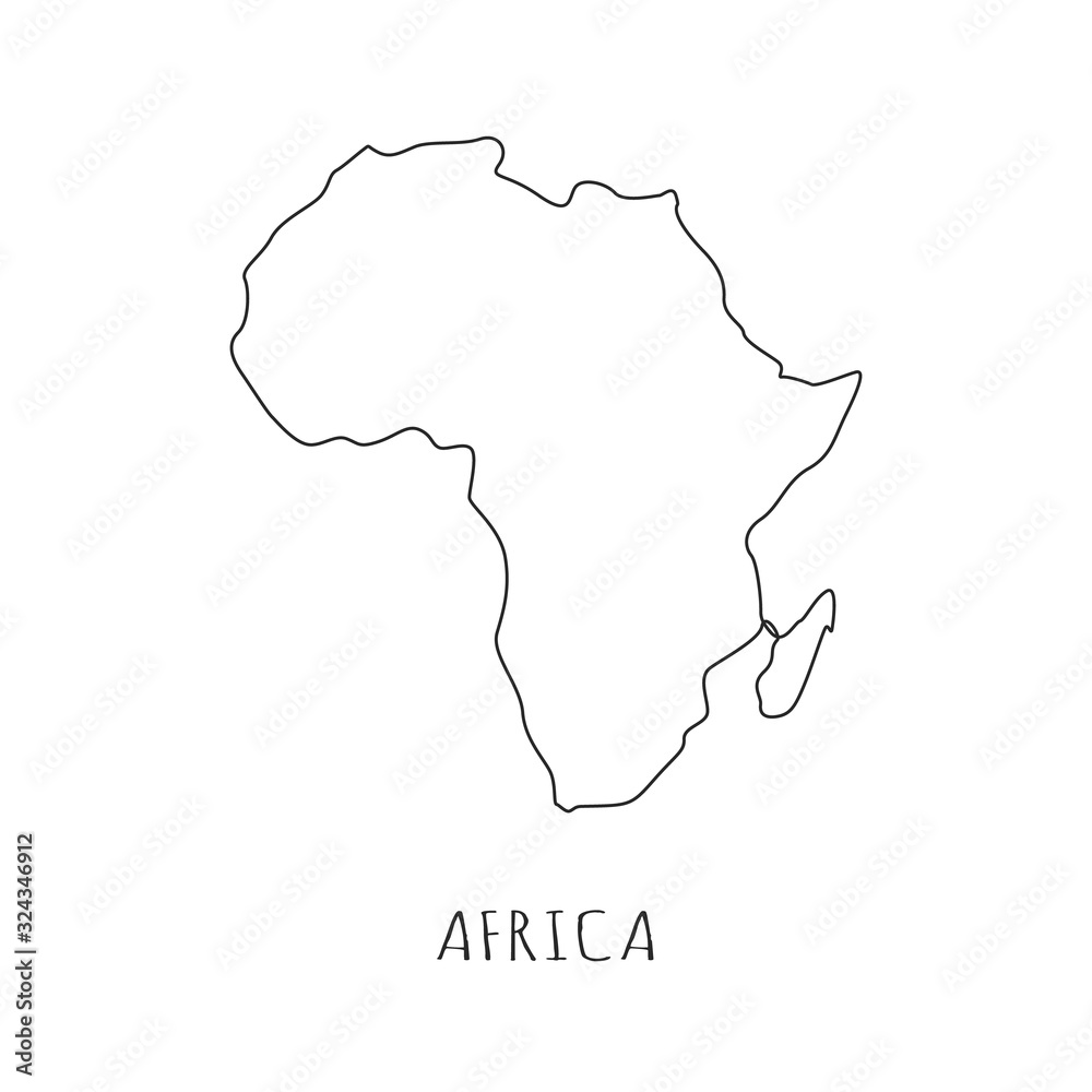 Africa one line drawing on white isolated background. Abstract outline ...