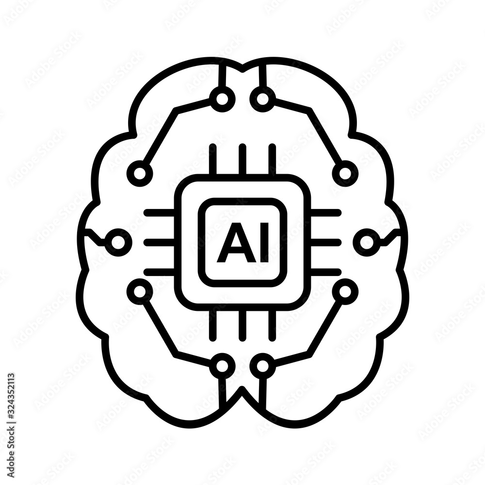 Artificial Intelligence powered Human Brain Icon to be used as a ...