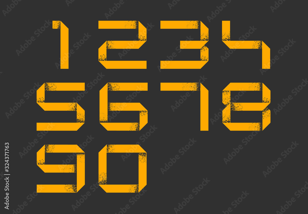 Grunge Paper Ribbon Numbers Set Stock Template | Adobe Stock