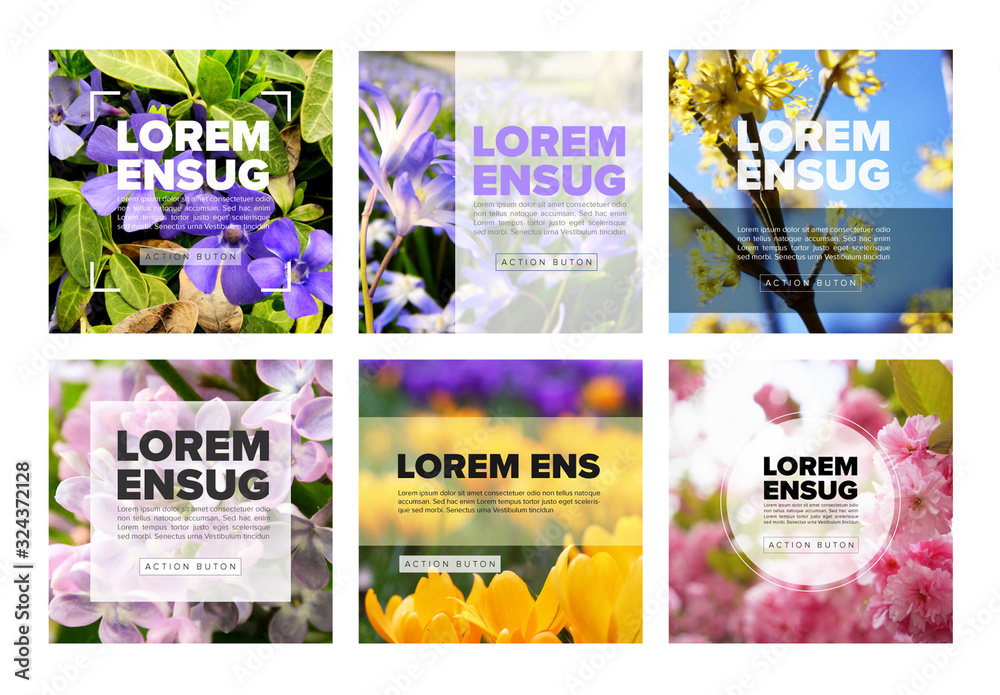 Spring Social Media Layouts Stock Template | Adobe Stock