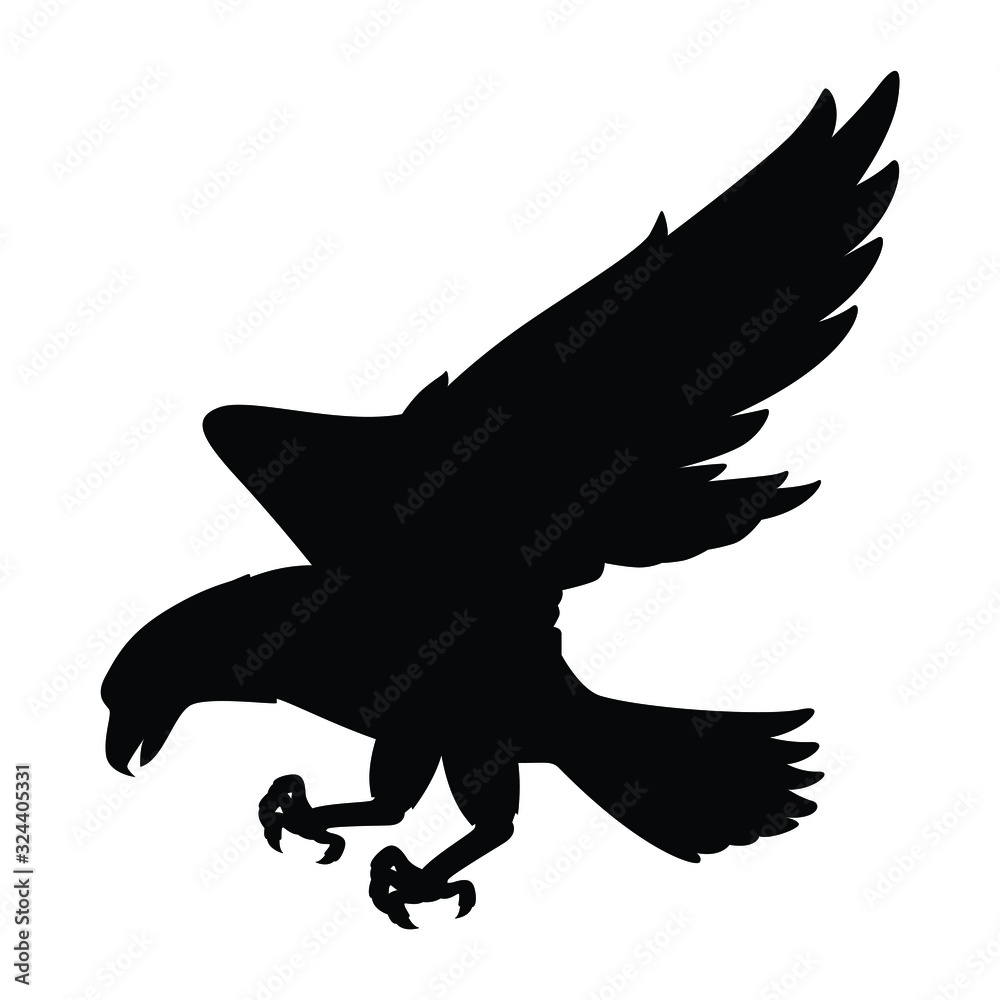 Flying eagle silhouette vector, animal Stock Vector | Adobe Stock