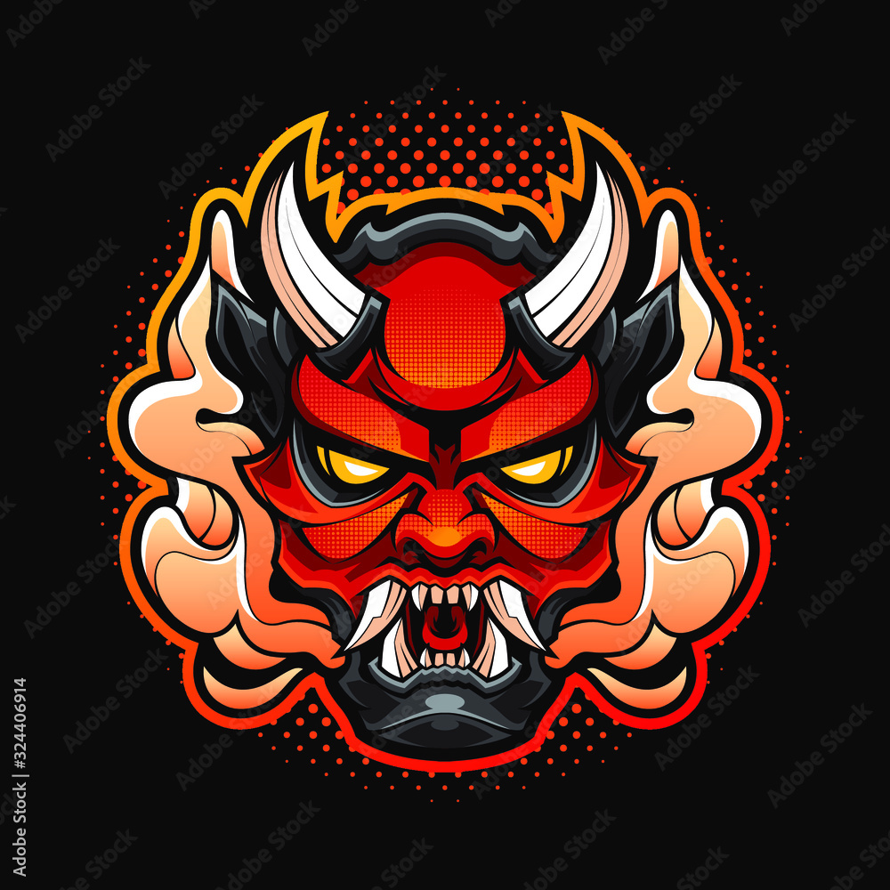 Oni head mascot logo Stock Vector | Adobe Stock