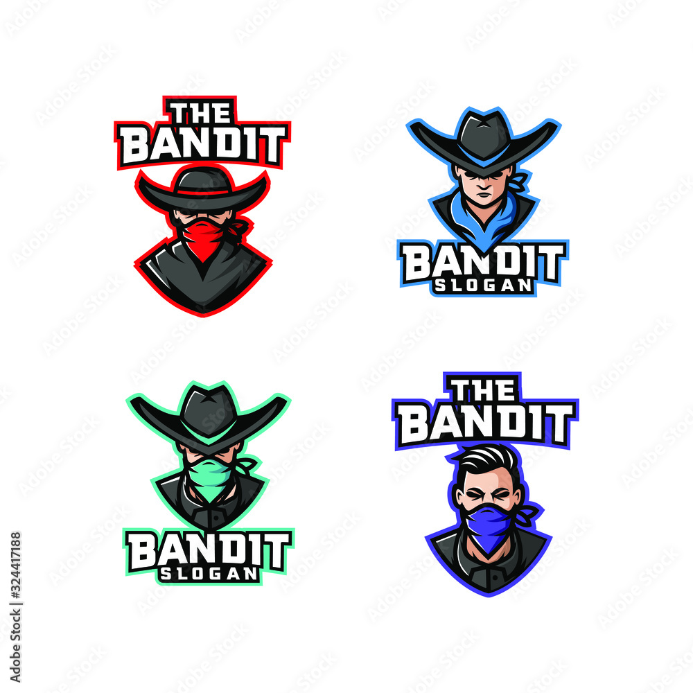 collection of bandit character logo icon design cartoon Stock Vector ...