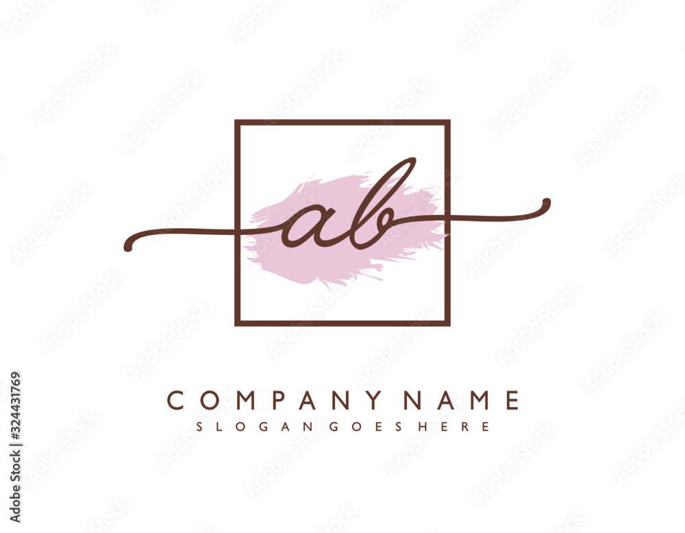 letter AB minimalist feminine handwriting logo. vector design of ...