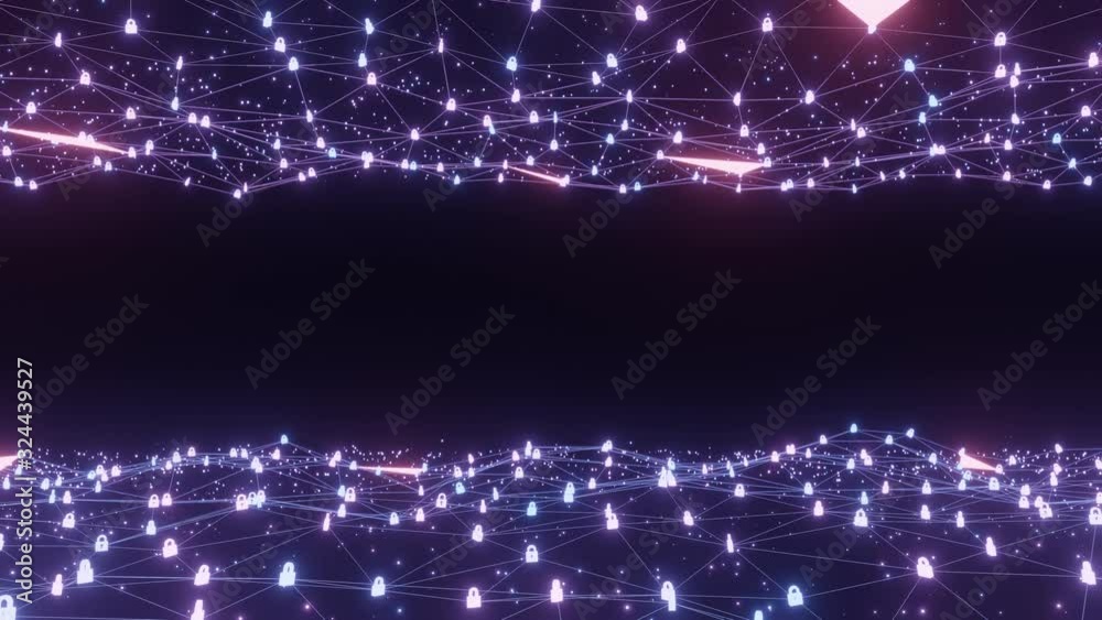 Abstract line lighting frame structure pattern wireframe polygon futuristic particle Lock icon ...