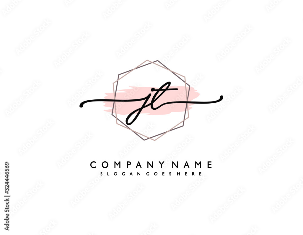 letter JT TJ minimalist feminine handwriting logo. vector design of ...
