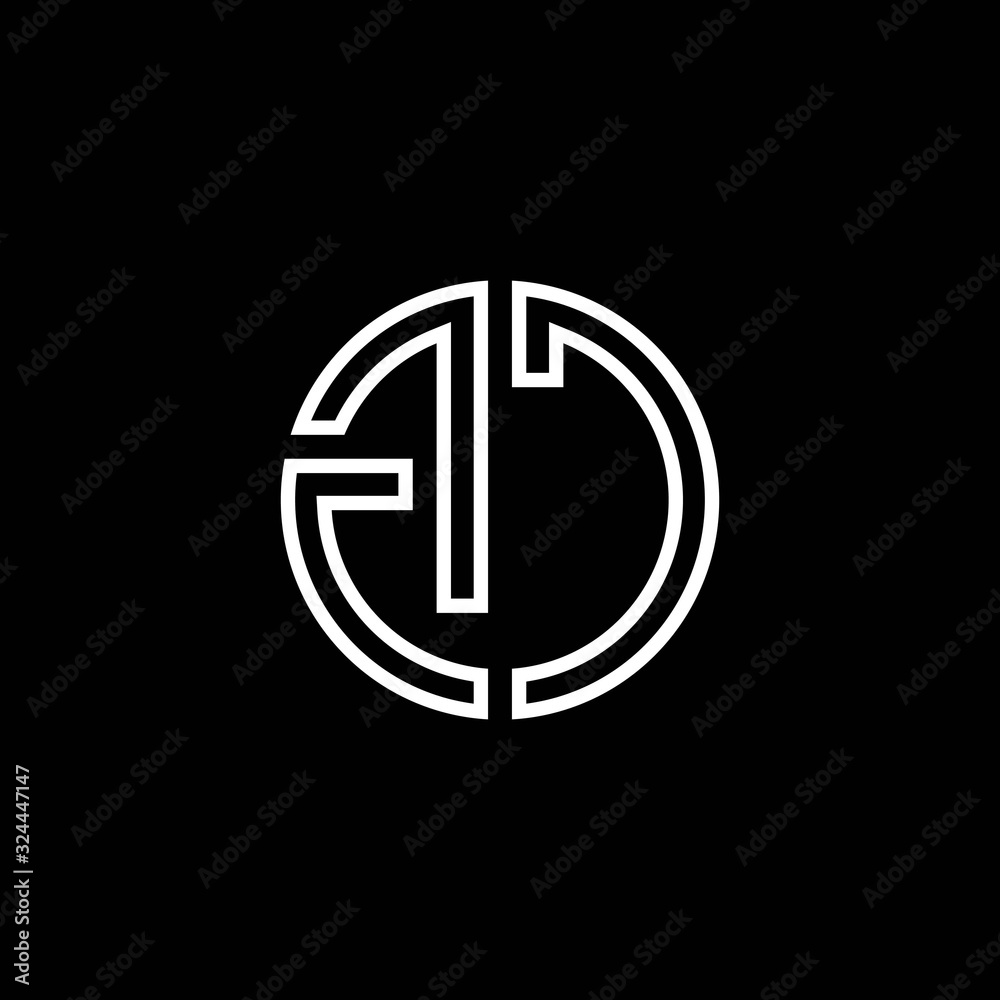 GC monogram logo circle ribbon style outline design template Stock ...