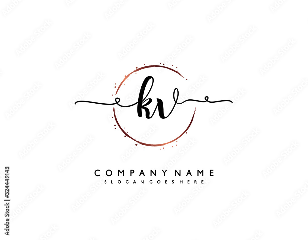 letter KKV VK minimalist feminine handwriting logo. vector design of ...