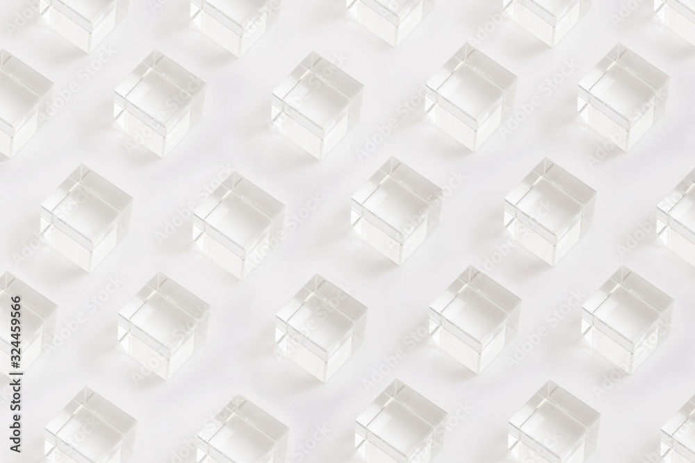 Crystal cubes on white background in orderly pattern Stock Photo ...