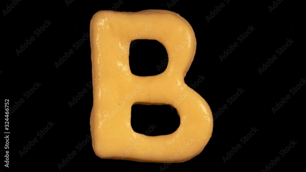 Cookie letter B, baking time lapse, top view, include two versions ...