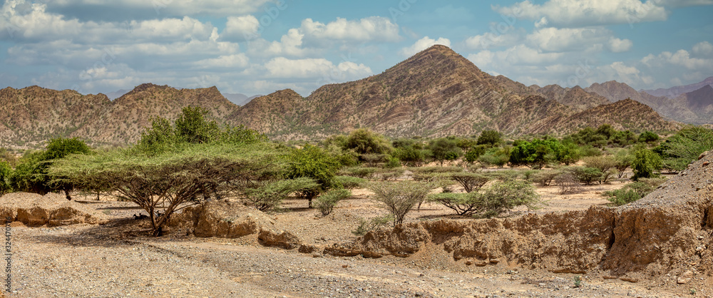 Beautiful highland landscape with valley. Afar region near city Mekelle ...