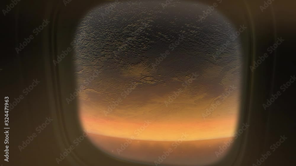 Professional 3D animation of planet Mars from the window of a spaceship ...