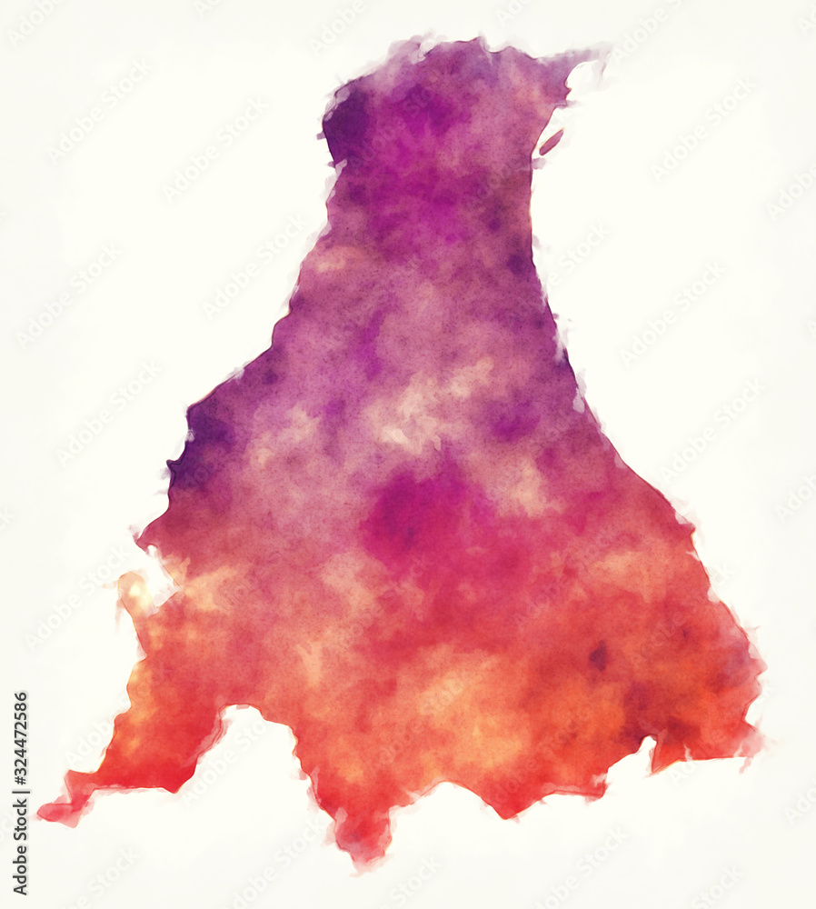 Poster Ariana governorate watercolor map of Tunisia – Wandbild ...