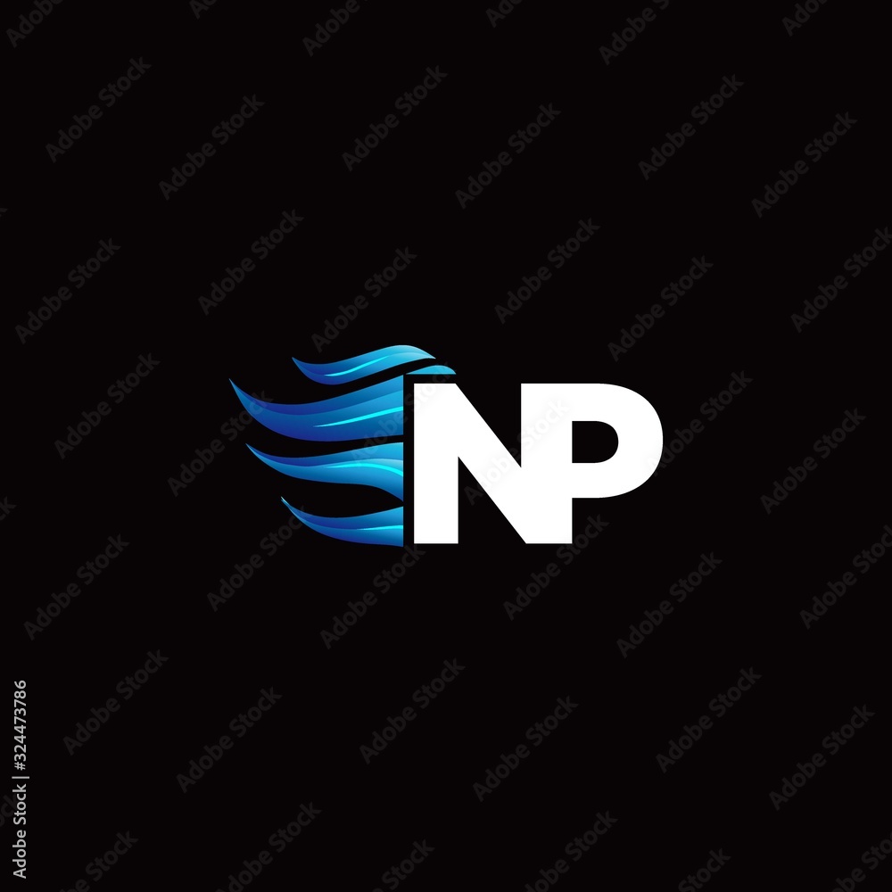 NP monogram logo with blue fire style design template Stock Vector ...