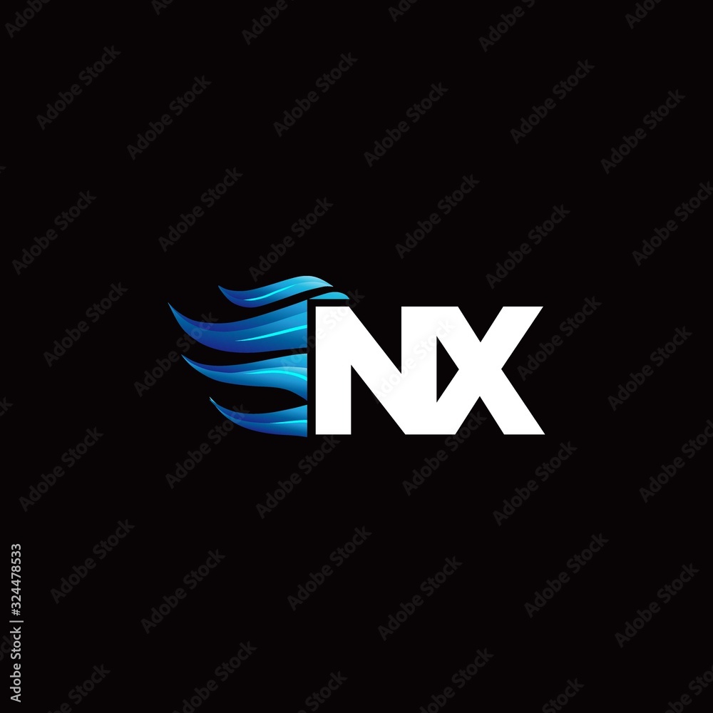 NX monogram logo with blue fire style design template Stock Vector ...