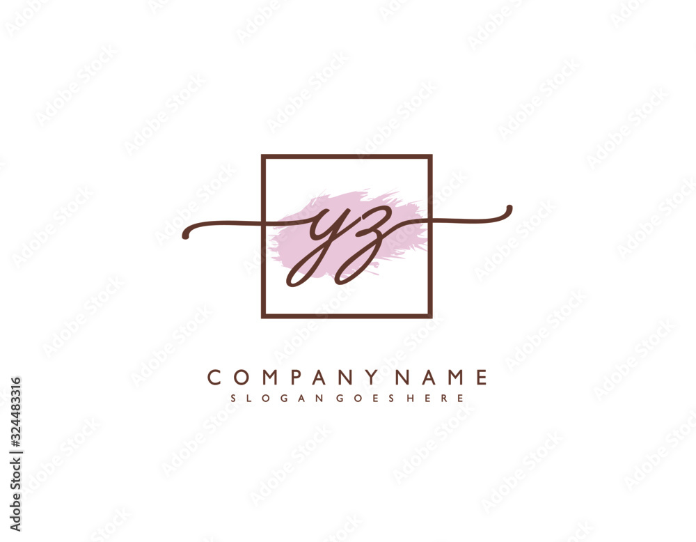 letter YZ ZY minimalist feminine handwriting logo. vector design of ...