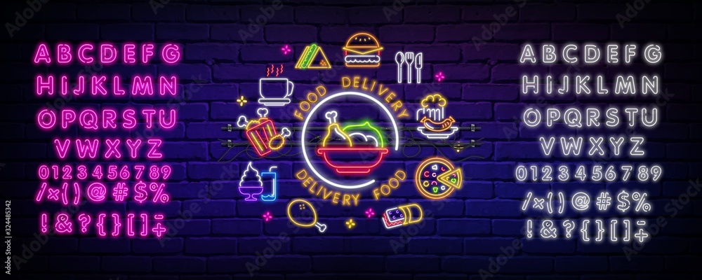 Hot food restaurant logo, neon sign, logo, logo isolated vector ...