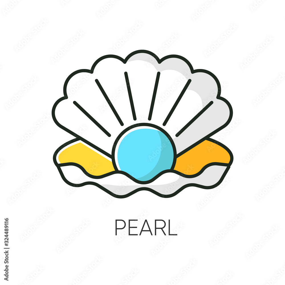 Pearl RGB color icon. Open seashell. Brightening effect. Component to ...