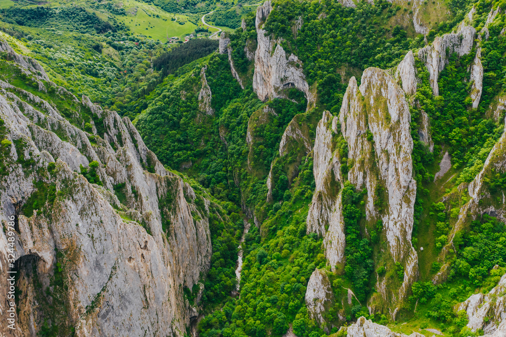 Famous gorge near Turda, in Romania named Cheile Turzii. One of the ...