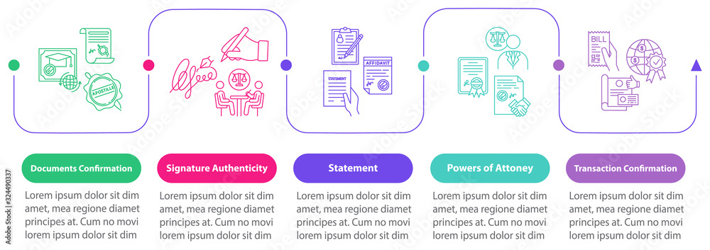 Legal authentication vector infographic template. Attorney services ...