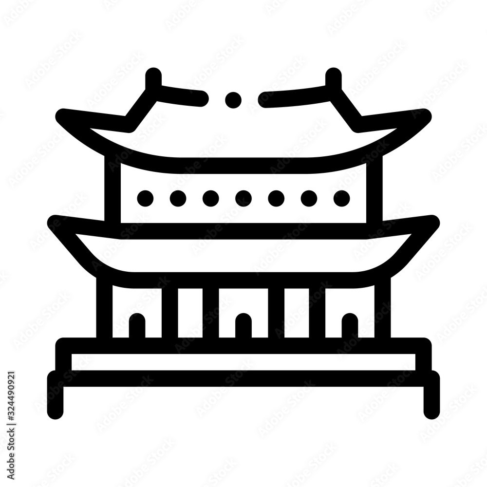Korean Building Icon Vector. Outline Korean Building Sign. Isolated ...