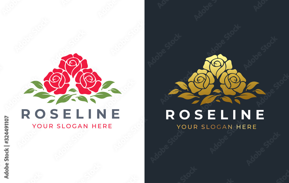 3 rose flower logo design Stock Vector | Adobe Stock