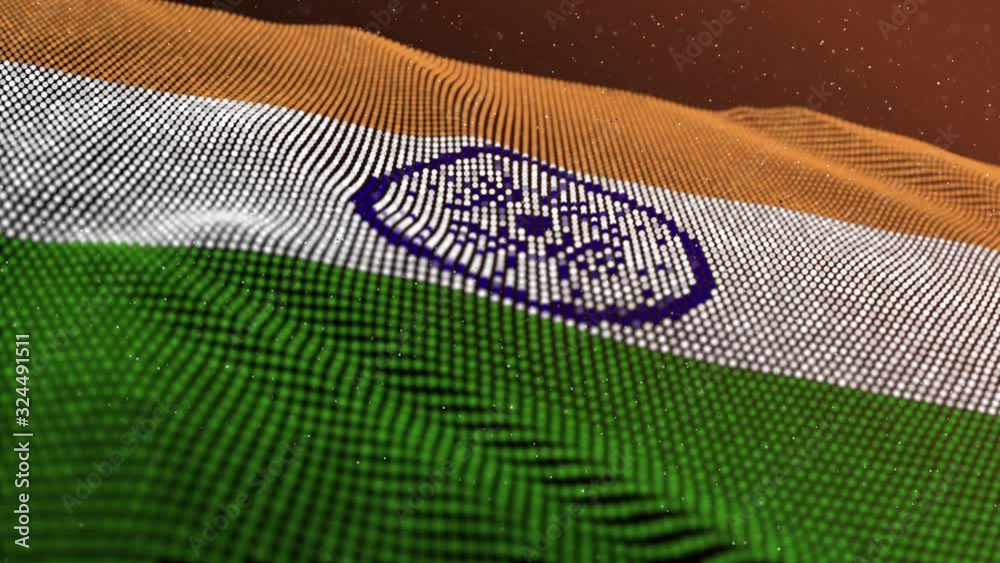 Vidéo Stock Modern Futuristic Digital Abstract waving Flag of India ...
