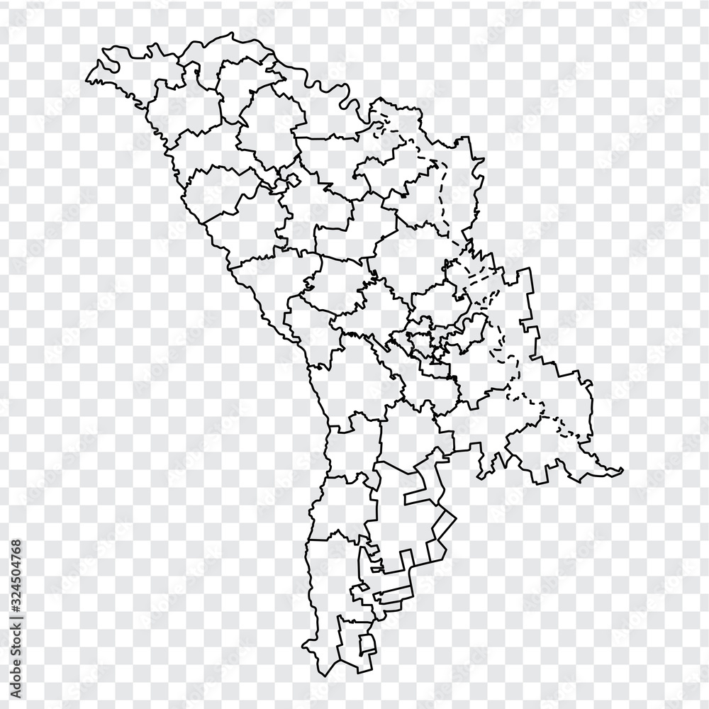 Blank map Republic of Moldova. High quality map Moldova with provinces ...