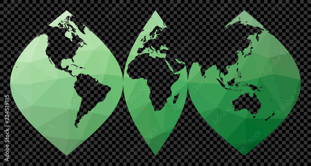 Transparent digital world map. Interrupted Sinusoidal projection ...