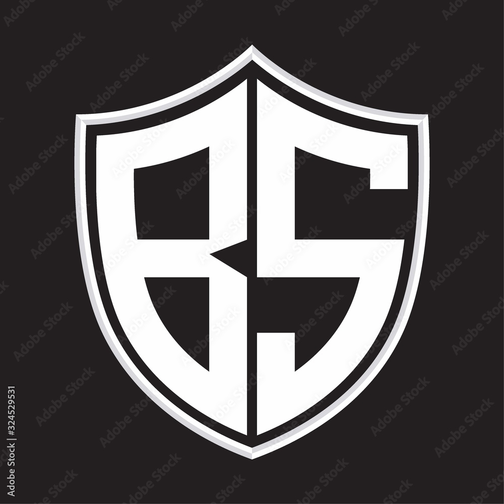 BS Logo monogram with shield shape isolated on outline design template ...