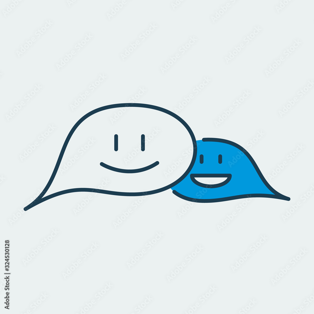 Vector icon with two messages and smiley faces on it. It represents ...