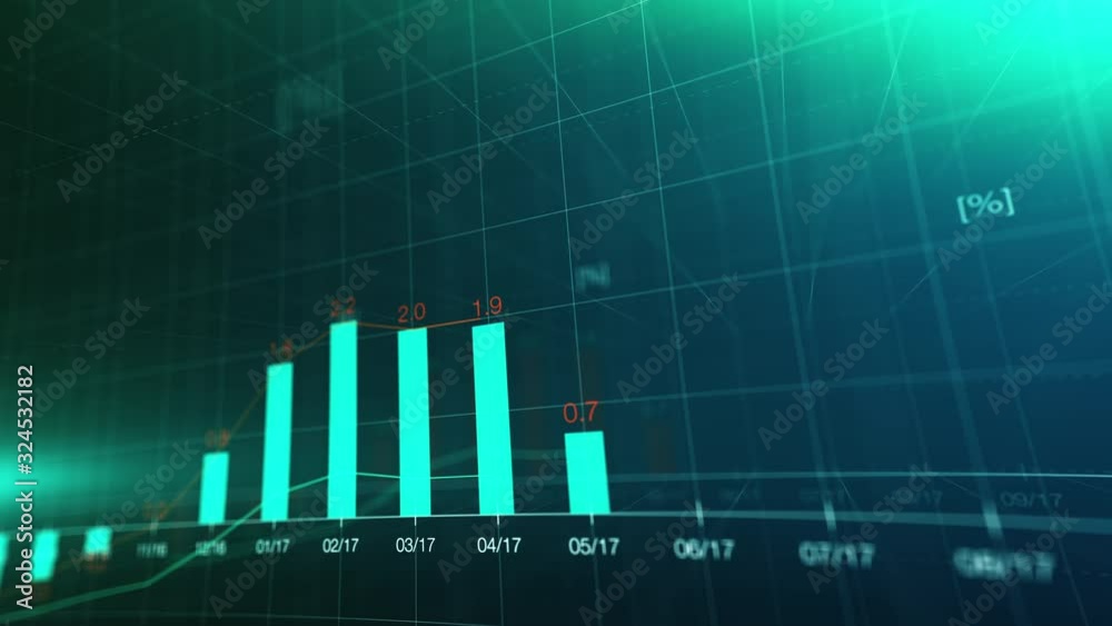 Financial graph showing statistics, prices falling, stock market crash ...