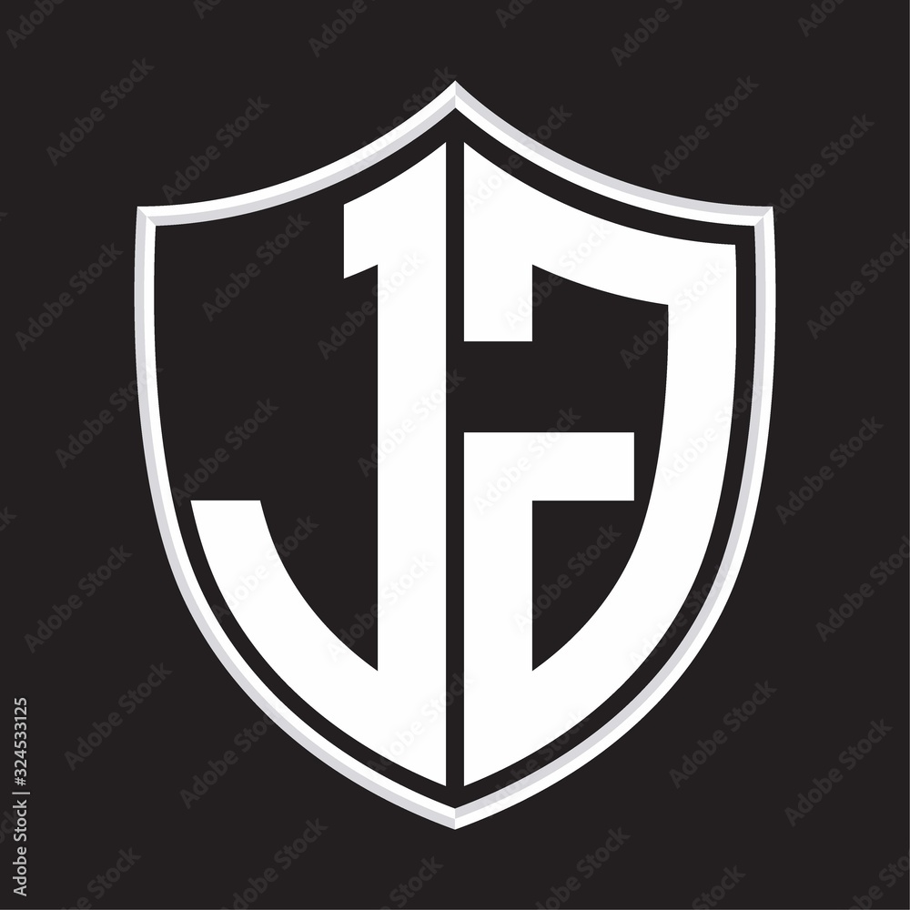 JG Logo monogram with shield shape isolated on outline design template ...