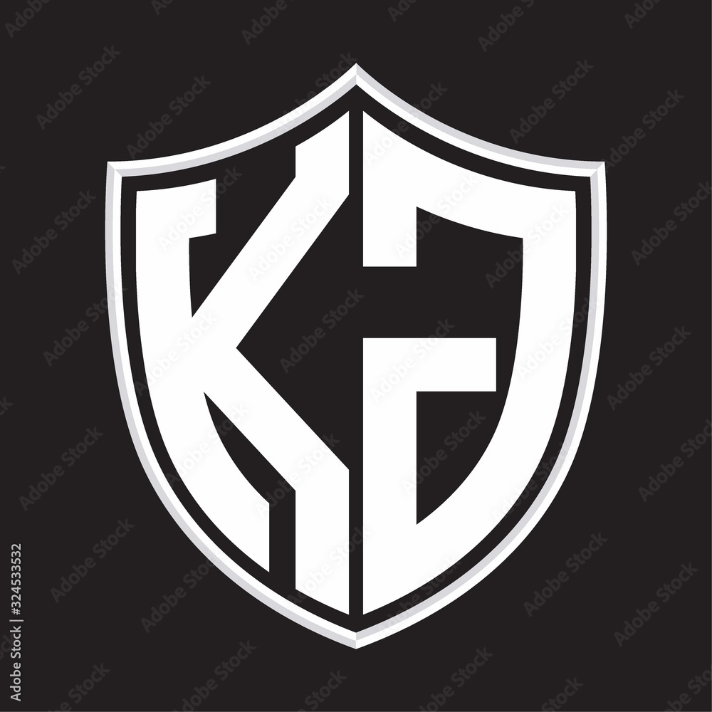 KG Logo monogram with shield shape isolated on outline design template ...
