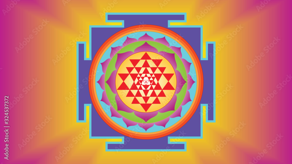 Mystical Diagram Form Ancient Shri Yantra Hinduism Mandala Symbol ...