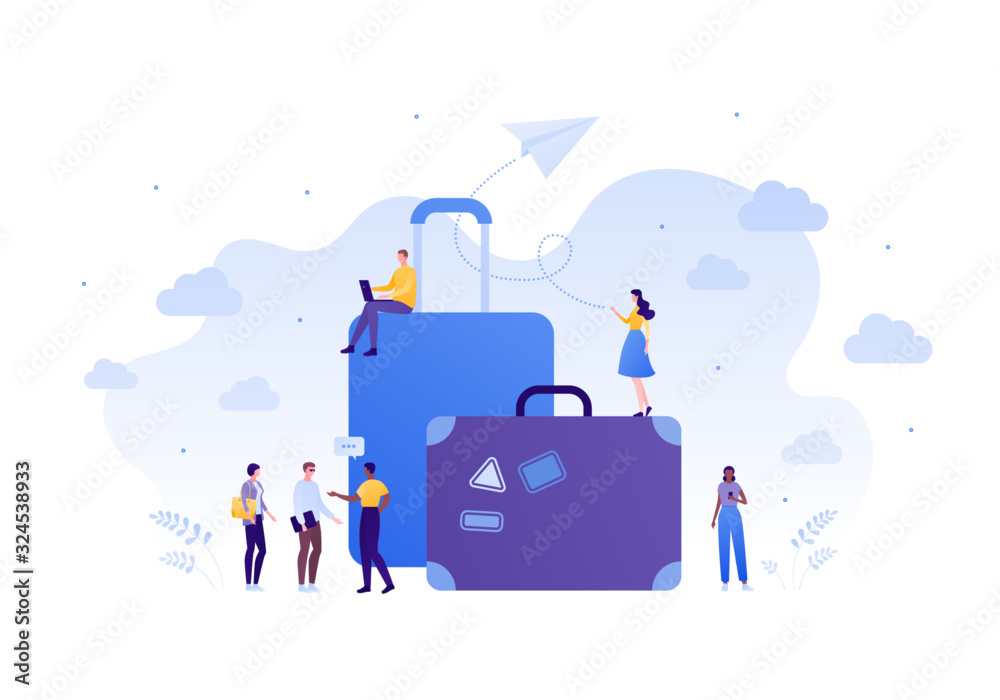 Travel around world concept. Vector flat person illustration. Group of ...