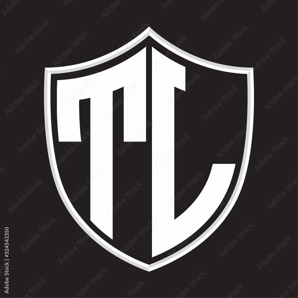 TL Logo monogram with shield shape isolated on outline design template ...