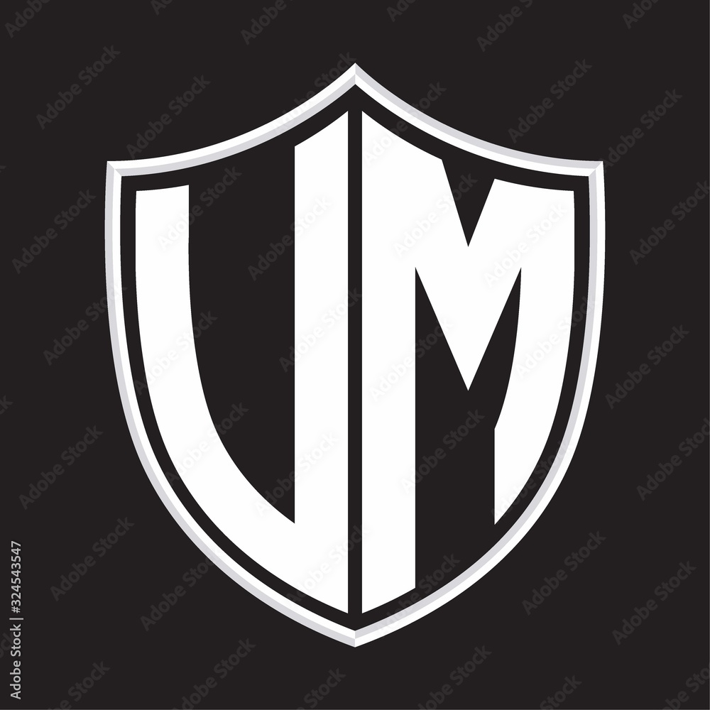 VM Logo monogram with shield shape isolated on outline design template ...