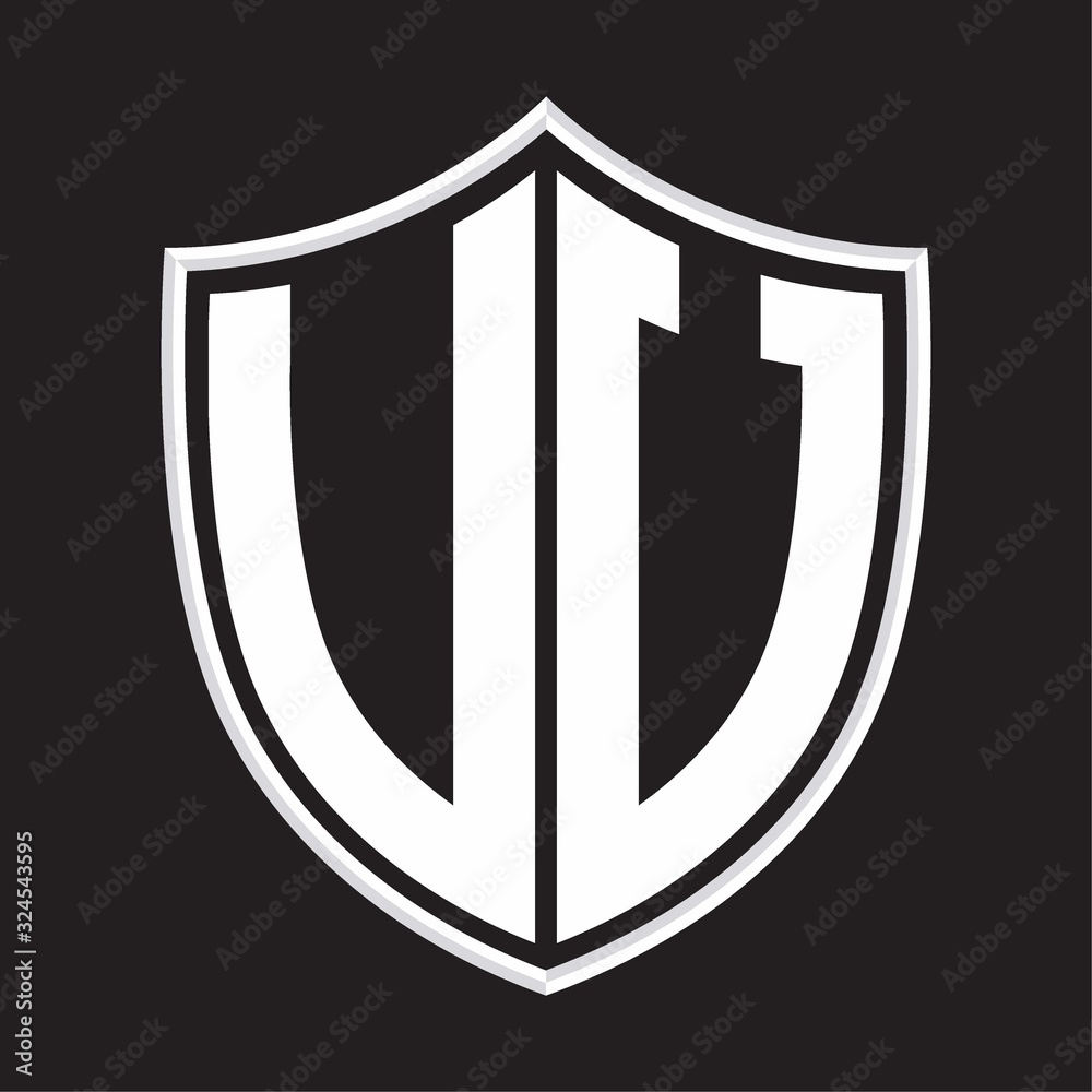 VU Logo monogram with shield shape isolated on outline design template ...