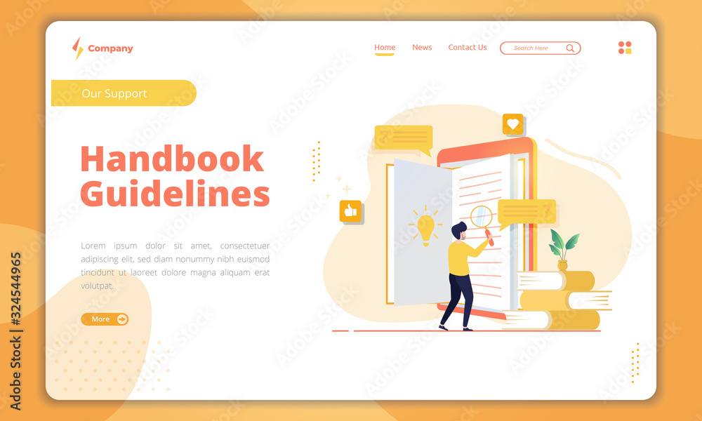 Handbook guidelines concept on landing page template Stock Vector ...