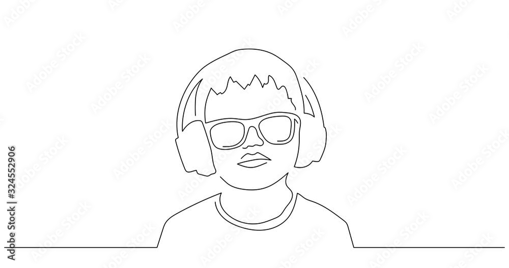 Boy face line drawing, animated illustration design. People collection ...