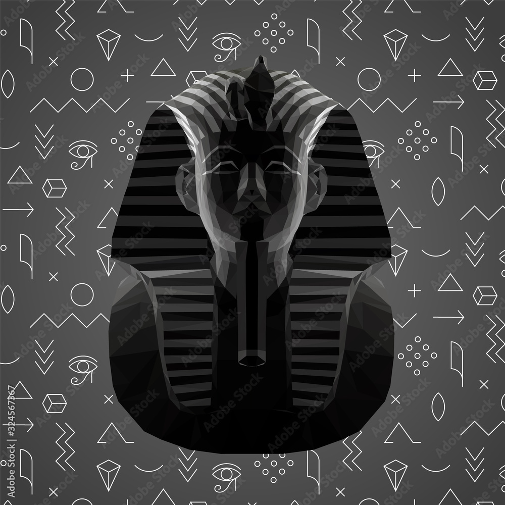 Funerary Mask Of Tutankhamun Black And White