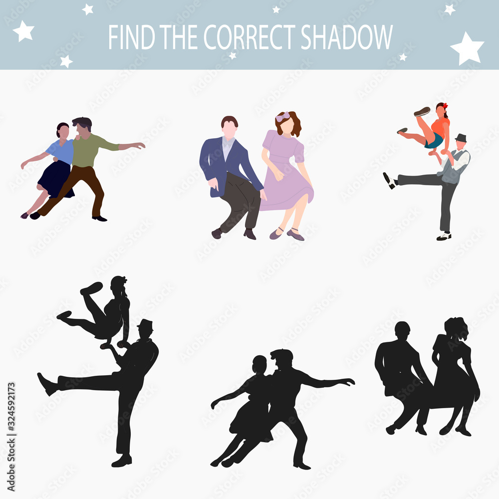 Find the correct shadows. Educational worksheet for preschool kids. Set ...