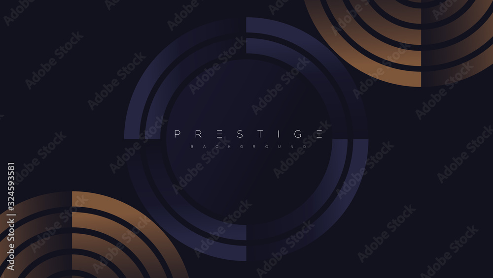 Dark blue premium minimalist background with luxury golden geometric ...